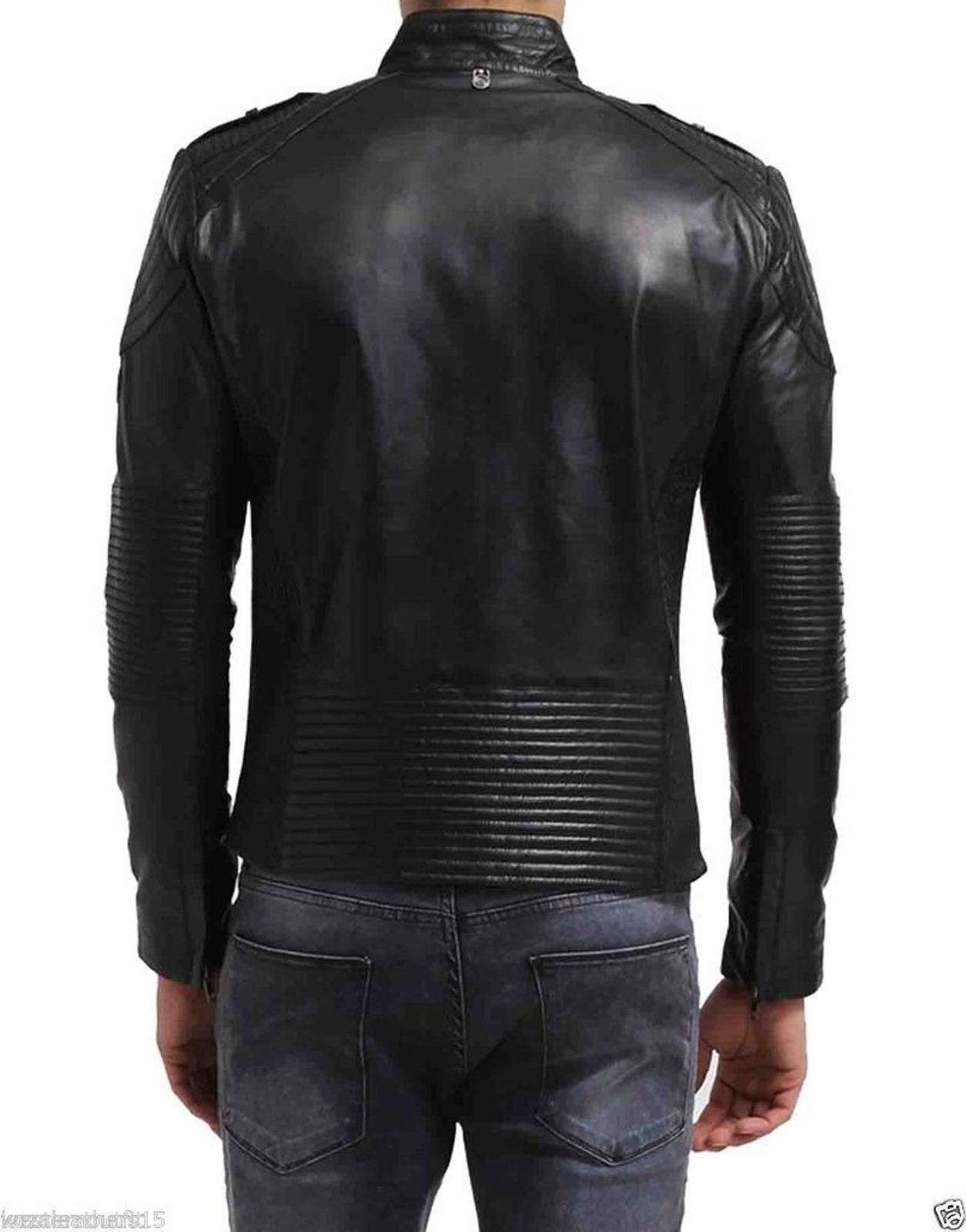 Men Leather Jacket Handmade Back Motorcycle Solid Lambskin Leather -74 ...